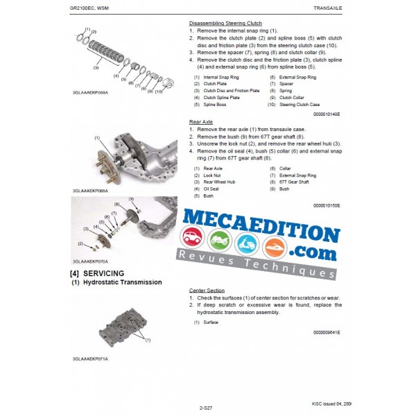 Revue technique et manuel de reparation pour tondeuse autoportée diesel ...